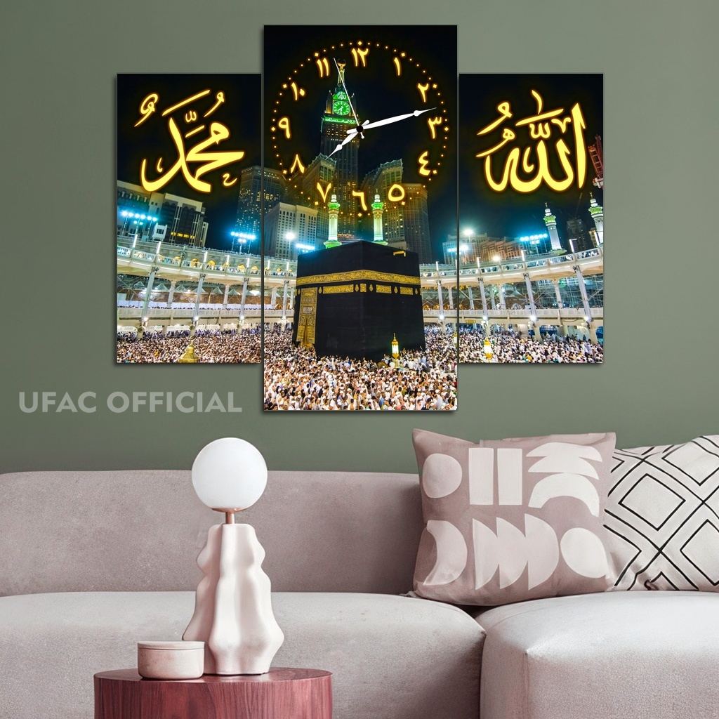 Jual Jam Ruangan Muslim Makkah Madinah 50X40 Multipanel / Jam Jumbo ...