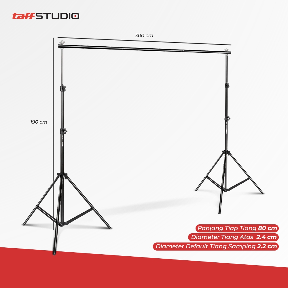 Jual Background Stand Bracket Stand Backdrop Foto Studio 190 x 300 cm ...