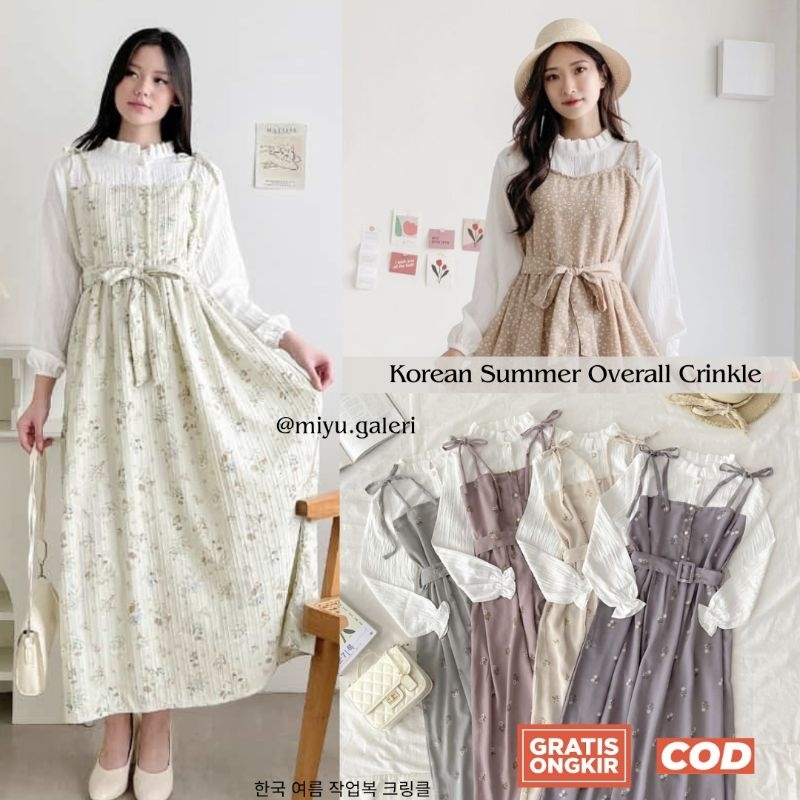 Jual Aecha Gamis Overall Crinkle mix Lady crush motif bunga cey plaid ...