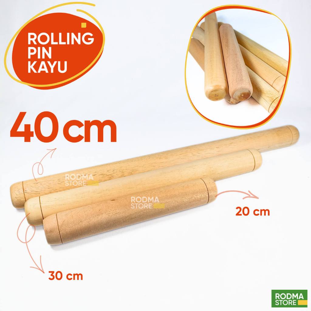 Jual Penggiling Adonan 20, 30, 40 cm Rolling Pin Kayu Penggiling Adonan ...
