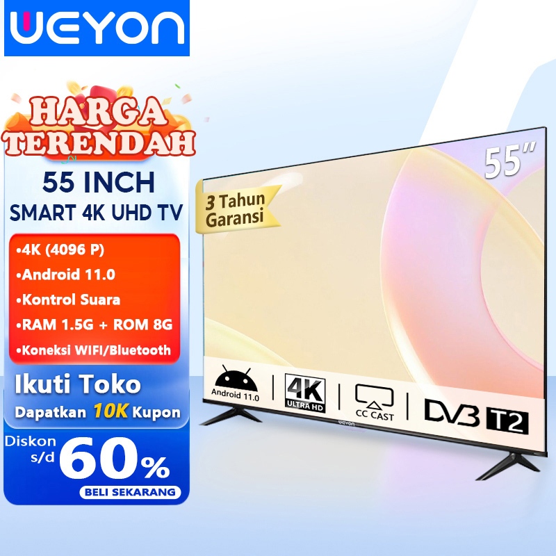 Jual Weyon Sakura Smart TV 55 inch 4K UHD TV LED 43inch Android Smart TV Digital FHD Televisi ...