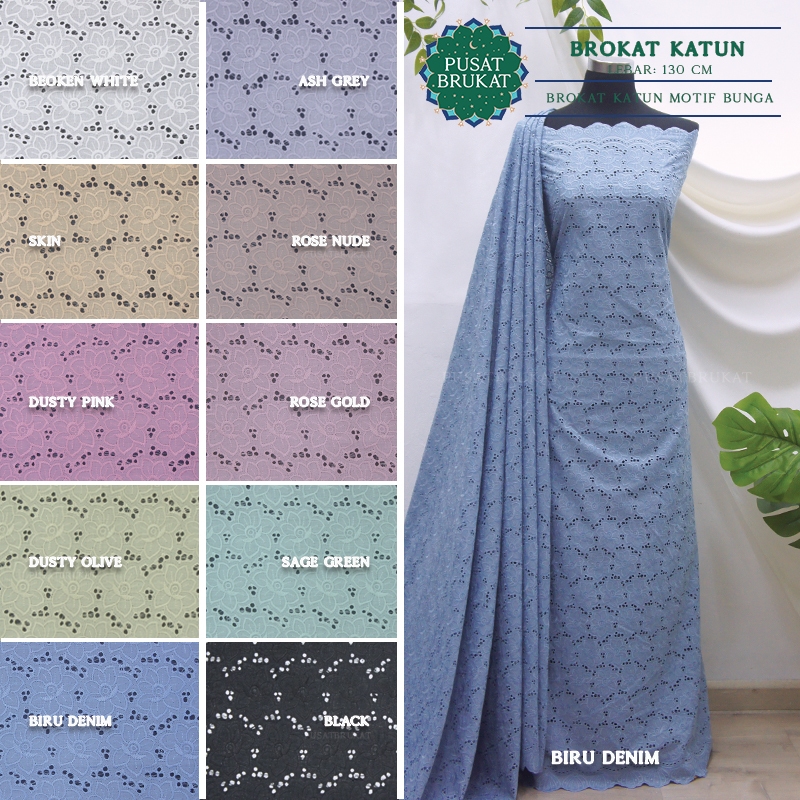 Jual BAHAN KATUN BORDIR BOLONG ANNETE - KAIN COTTON EMBROIDERY EYELET ...