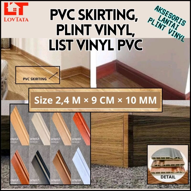 Jual LT-PLINT LIST LANTAI VINYL PVC (2,4M×9CM×10 MM) PLANK LIST ...