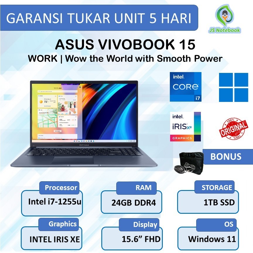 Jual Laptop Asus Vivobook F1502 Touch i7-1255u 24GB 1TB SSD Win11 ...