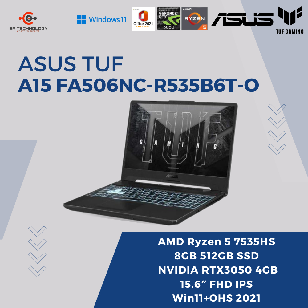 Jual ASUS TUF A15 FA506NC-R535B6T-O R5-7535HS 8GB 512SSD RTX3050 W11 ...