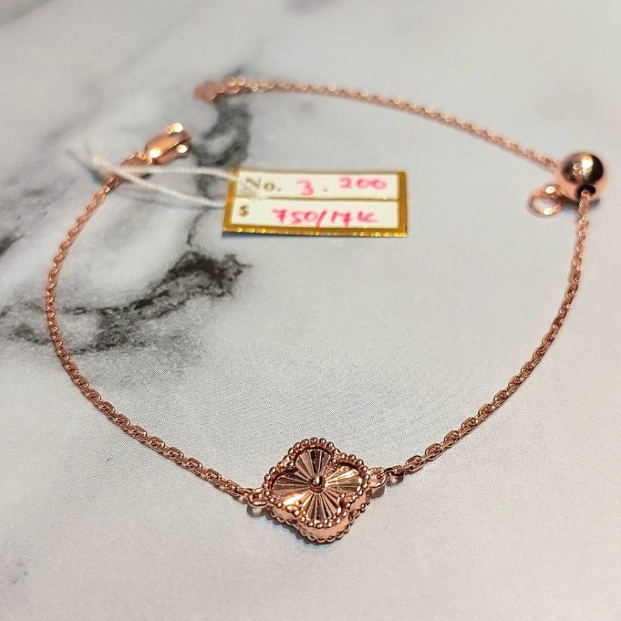 Jual Perhiasan Wanita Gelang Rantai Emas Clover 3.2 gram 750 17k (RH128 ...