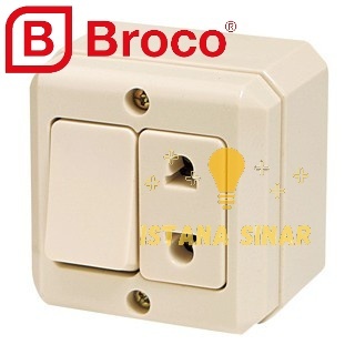 Jual Saklar Tunggal + Colokan Tempel / Saklar Engkel Stop OB - Broco ...