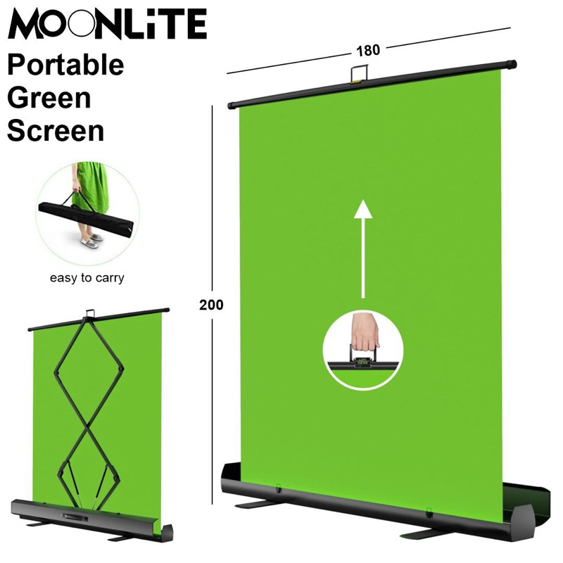 Jual Moonlite Portable Collapsible Green Screen 200x180cm for Live ...