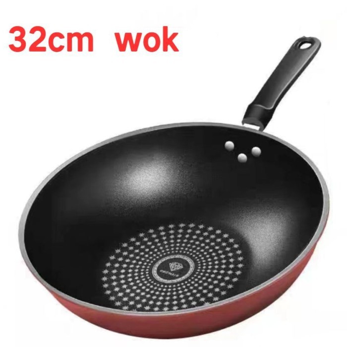 Jual TJ-710 Wajan Teflon Diamond 32cm Wok Pan Wajan penggorengan Anti ...