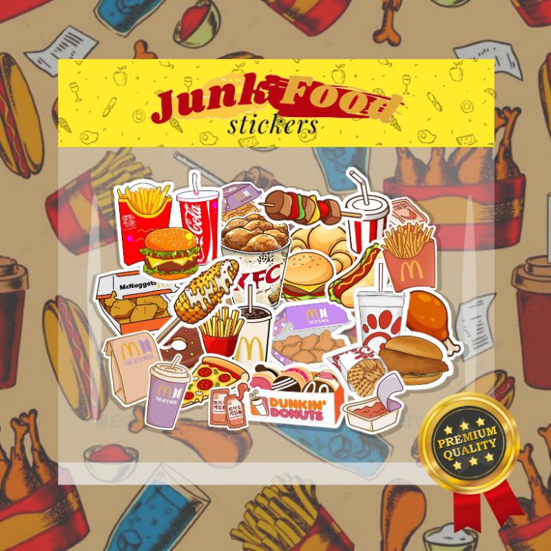 Jual 50PCS++ STIKER JUNK FOOD | FAST FOOD STICKER | MAKANAN INSTAN ...