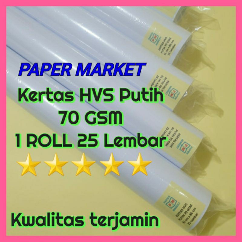 Jual Kertas HVS Putih 61 cm x 86 cm 70 GSM (1 ROLL 25 lembar ) | Shopee ...