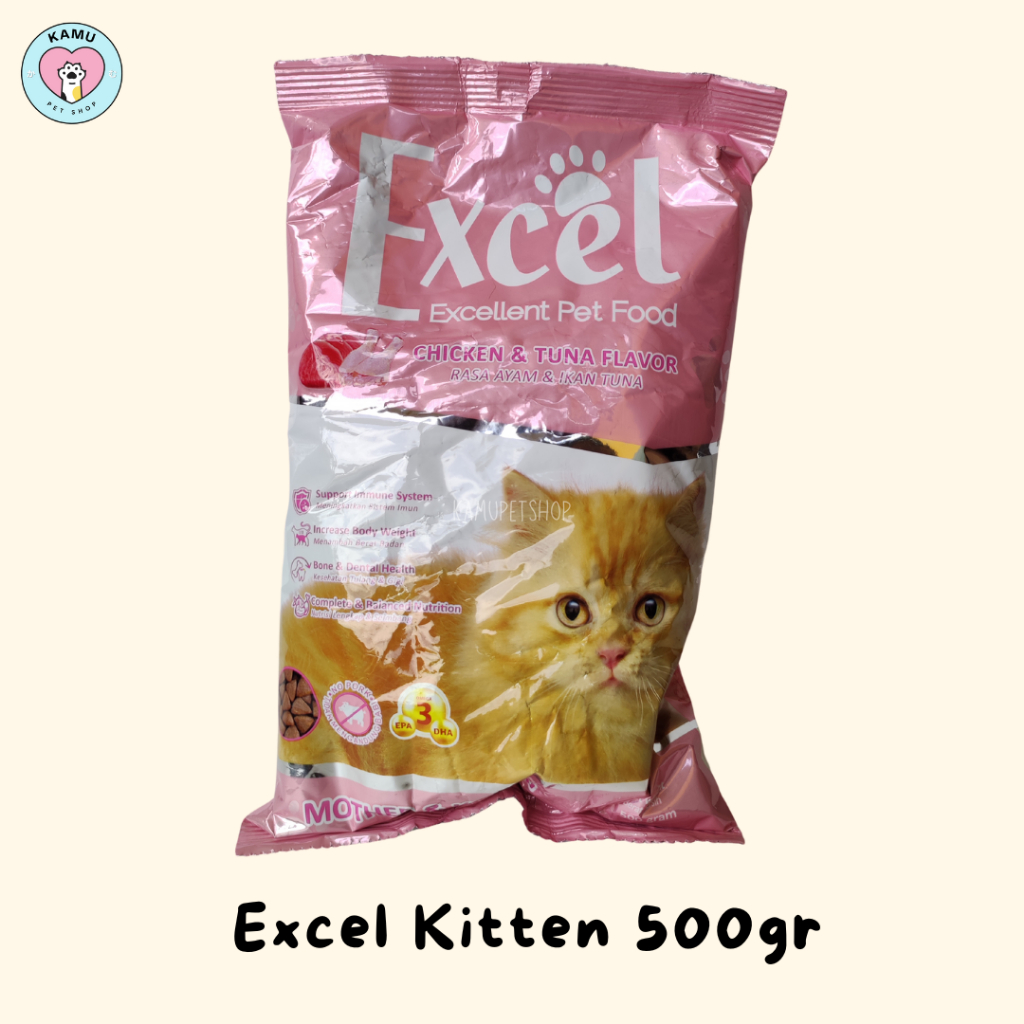 Jual Excel Chicken & Tuna Mother & Kitten Cat Food 500gr Dry Food ...