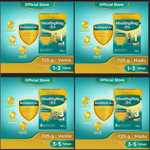 Jual HealthyWay Kids Susu Formula 1+ & 3+ Madu//Vanila 725g | Shopee Indonesia