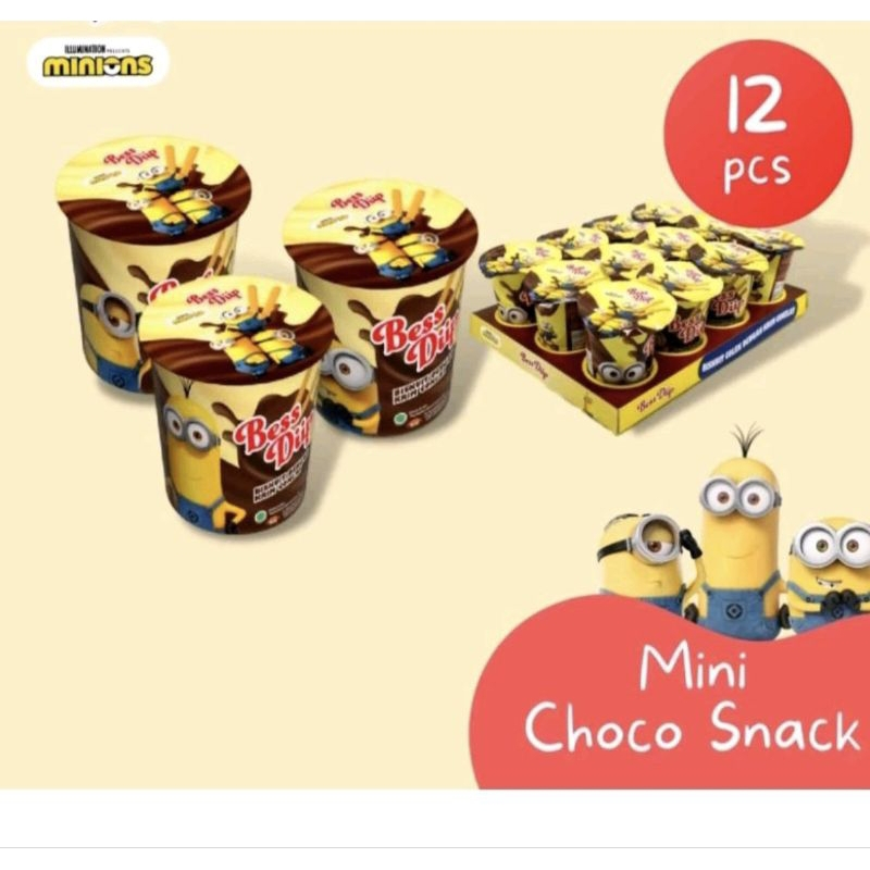 Jual Bess diip Minion Cho Cho chocolate biscuit coklat mini isi 12 ...