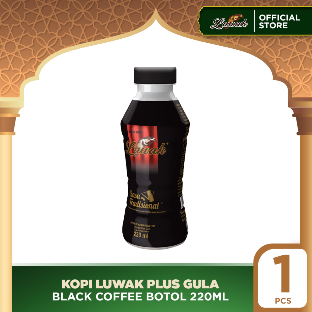 Jual Kopi Luwak Plus Gula Black Coffee Botol 220ml | Shopee Indonesia