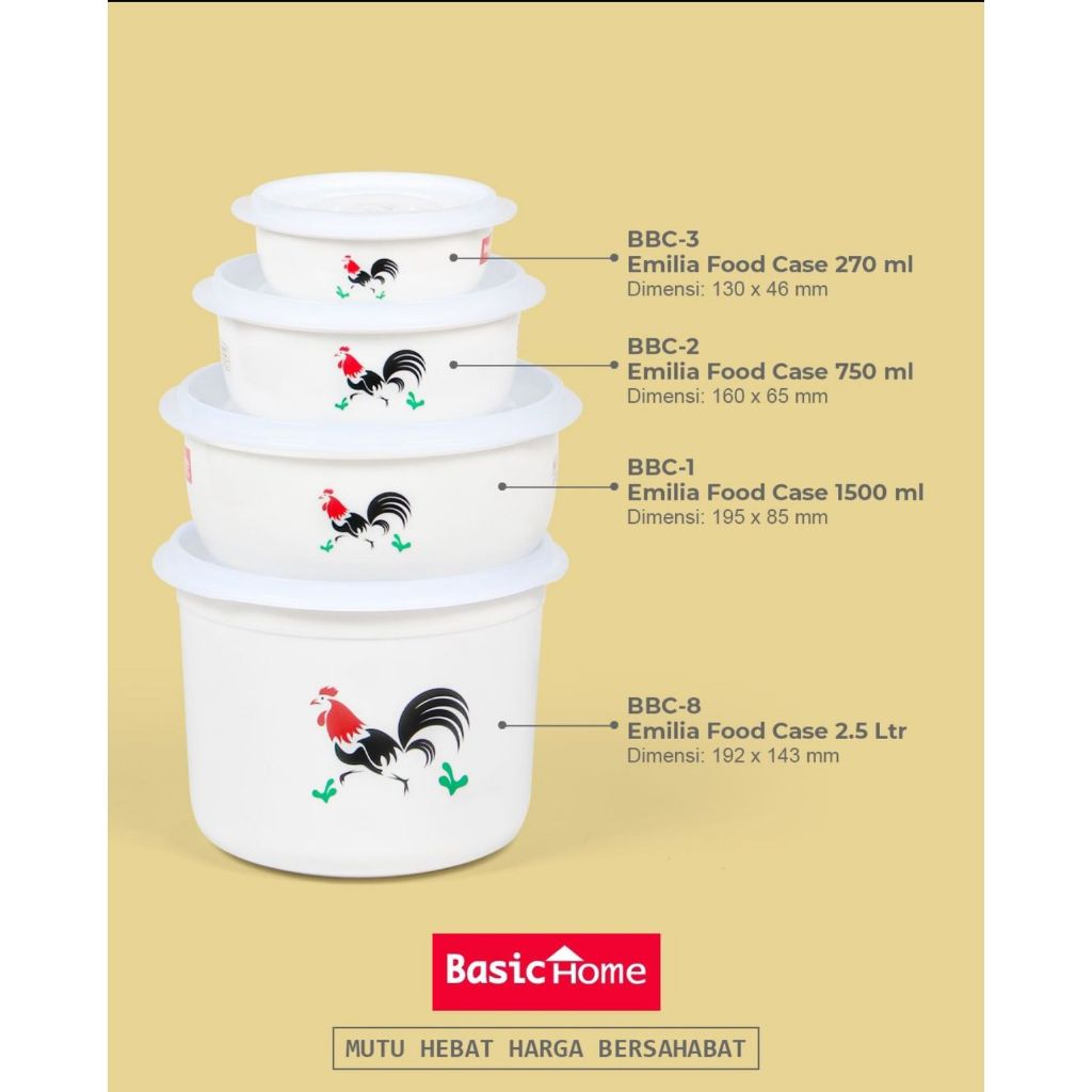 Jual Emilia Food Case Mangkok Ayam Bulat Plastik Basic Home | Shopee ...