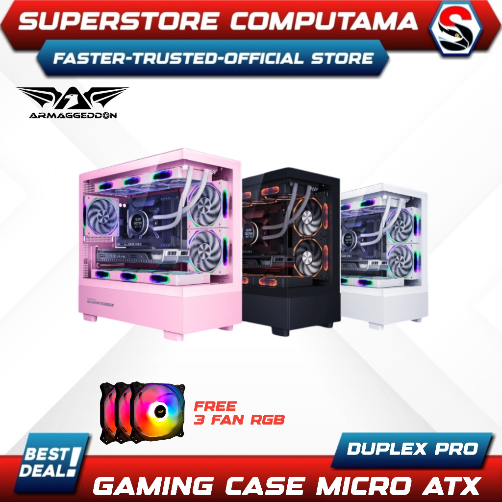 Jual Casing Gaming Armaggeddon Aquaron Duplex Pro M-ATX |Front & Side ...