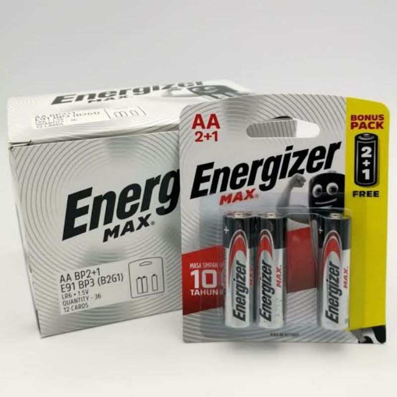 Jual Baterai Energizer MAX Alkaline AA 2+1 Batre A2 Isi 3 Pcs | Shopee Indonesia