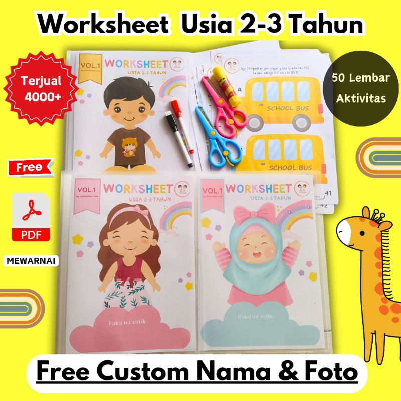Jual [Vol.1] Worksheet Anak usia 2-3 tahun, Worksheet Pra Sekolah ...