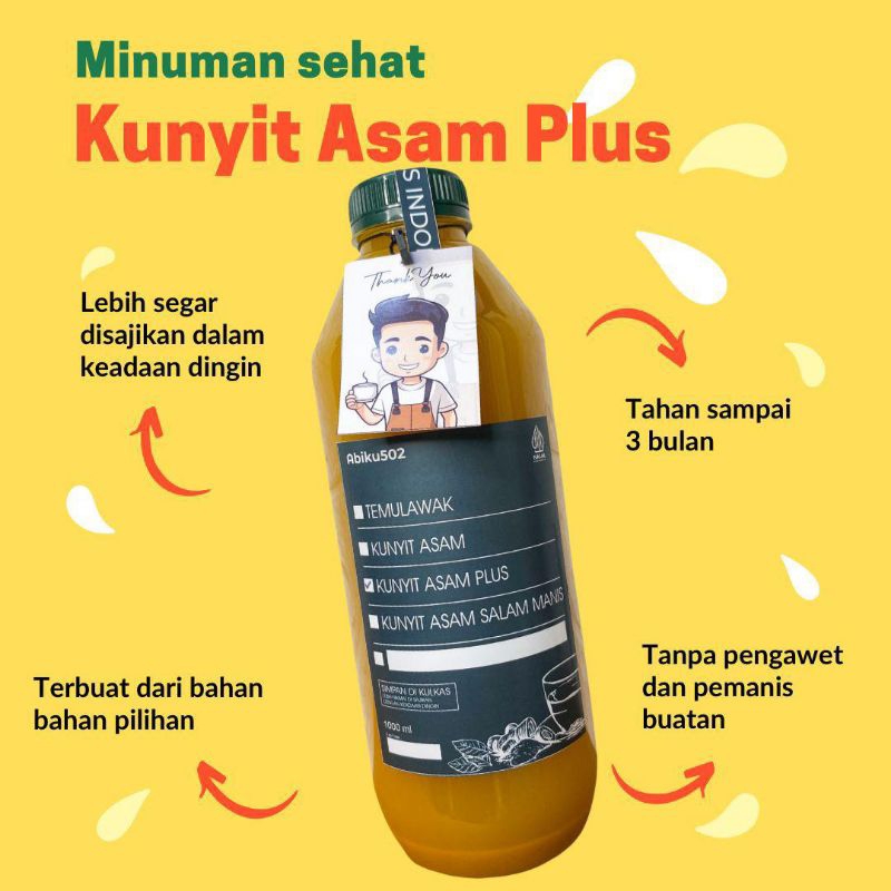 Jual Jamu 1 liter kunyit asam/ minuman tradisional/ kunyit asam/Sinom ...