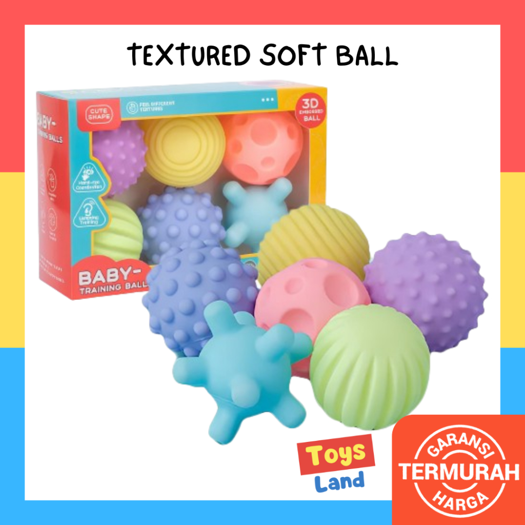 Jual Bola Bayi Bola Karet Textured Soft Ball Bola Karet Mainan Anak ...