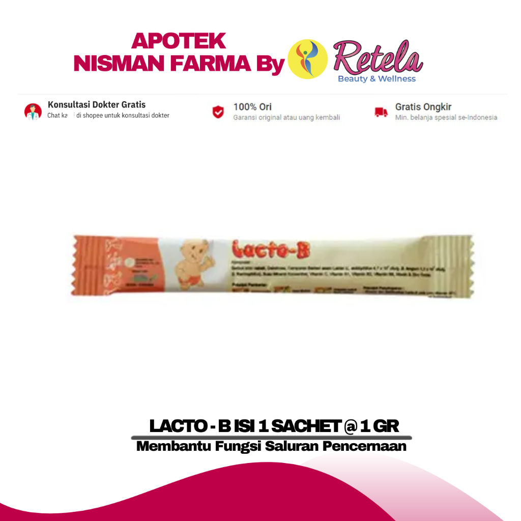 Jual LACTO-B 1 SACHET / PROBIOTIK / MENGOBATI DIARE | Shopee Indonesia
