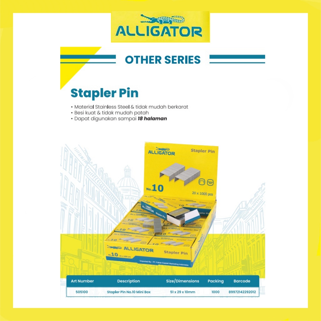 Jual Isi Stapler Alligator No 10 Mini Box / Isi Hekter / Cetrekan ...