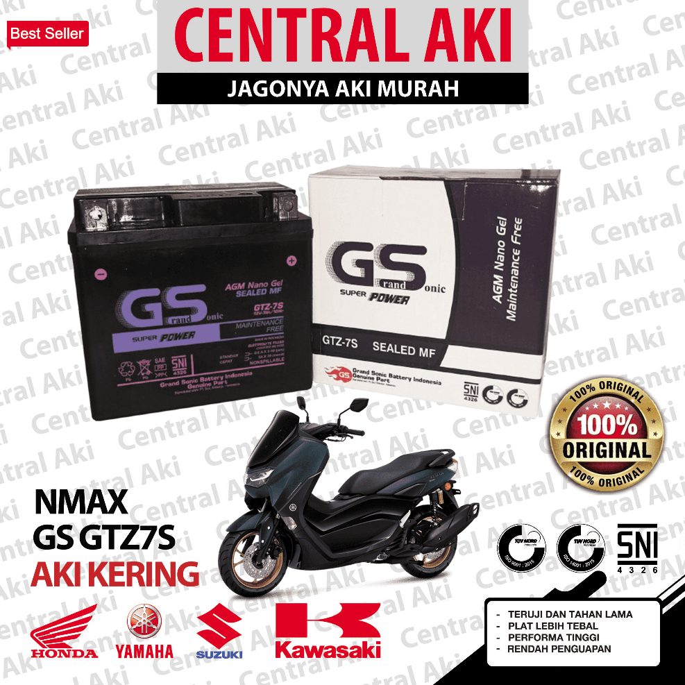 Jual Aki Motor Yamaha NMAX GTZ7S Accu Kering MF - Free Bubble Dus ...