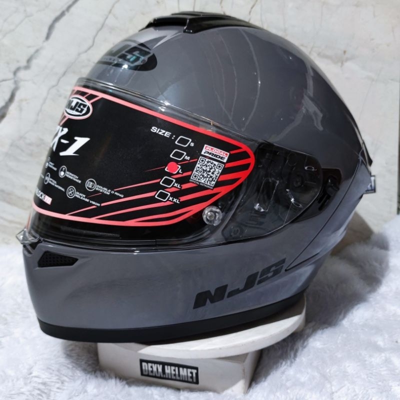 Jual HELM NJS ZX-1 SOLID GREY GLOSSY DOUBLE VISOR FULL FACE ORIGINAL ...