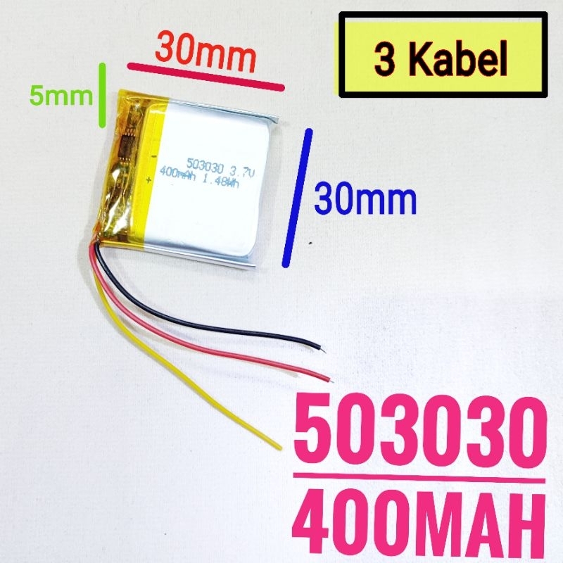 Jual 503030 Li Ion 3 Kabel 3.7v Lithium Baterai Mouse Mp3 Bluetooth | Shopee Indonesia