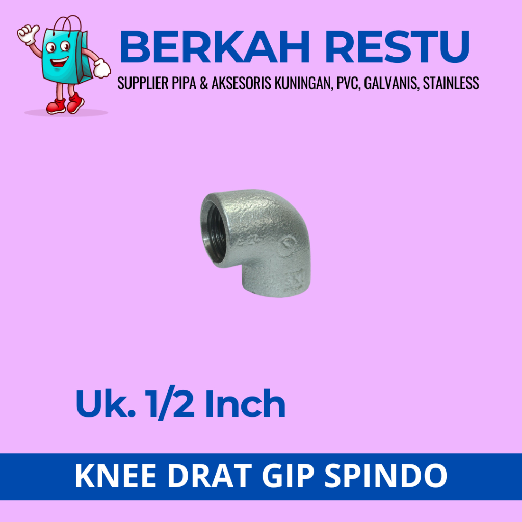 Jual KNEE DRAT BESI GALVANIS 1/2" SPINDO KNEE GIP 1/2 INCH SPINDO ...