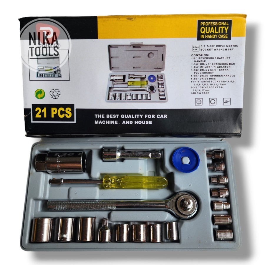 Jual Kunci Sok Sock Set 21 Pcs Kunci Socket Set Alat Bengkel Mesin ND ...
