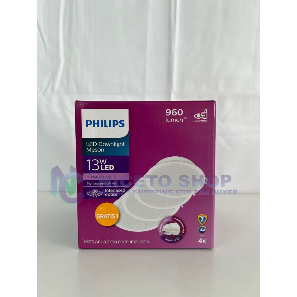 Jual Philips Downlight Meson 13W Paket Multipack 13Watt 6500K/ Putih Beli 3 Gratis 1 | Shopee ...