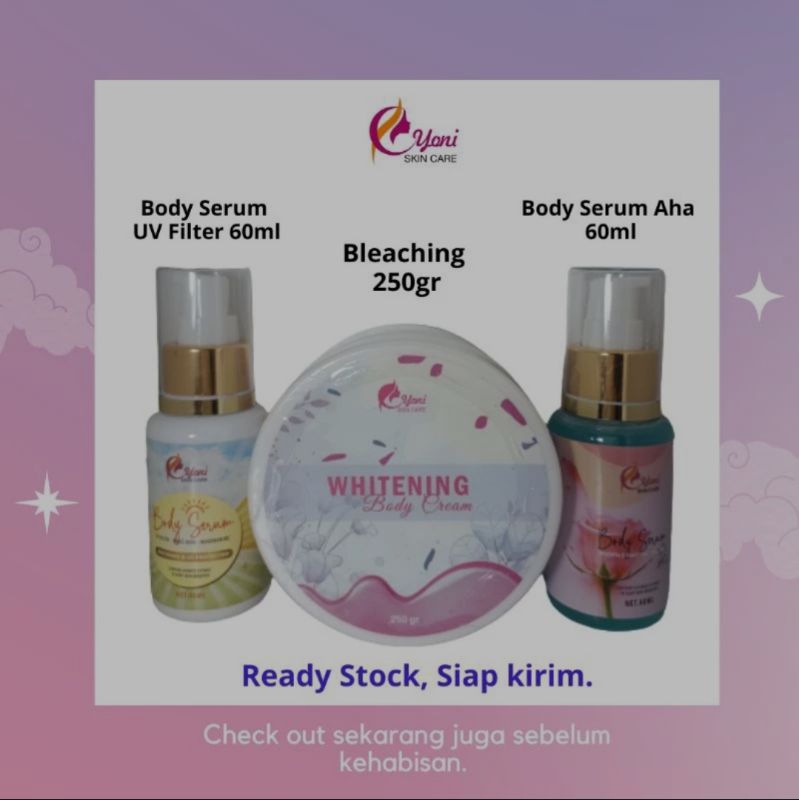 Jual BLEACHING YONISKINCARE / WHITENING BODY CREAM / SERUM AHA - SERUM ...