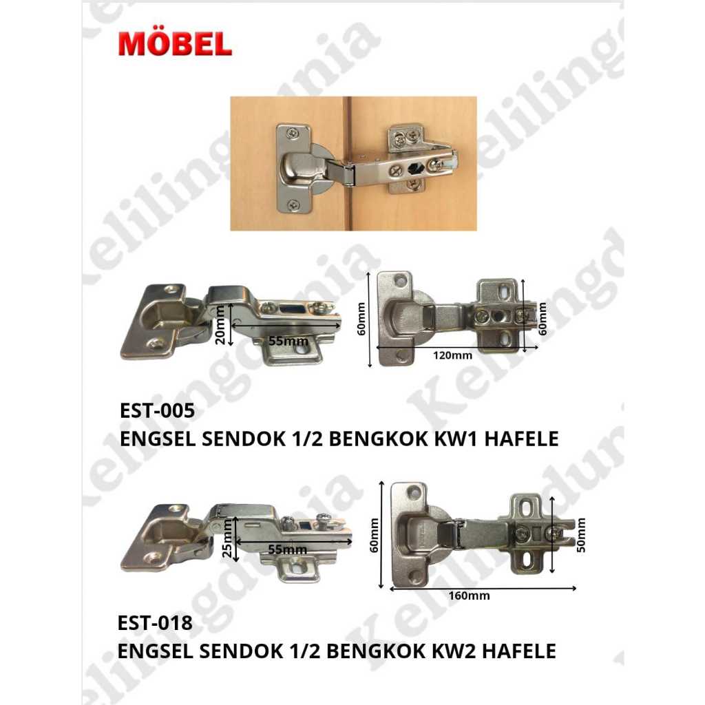 Jual Engsel Sendok Setengah ½ Bengkok HAFELE KW Engsel Pintu Lemari ...