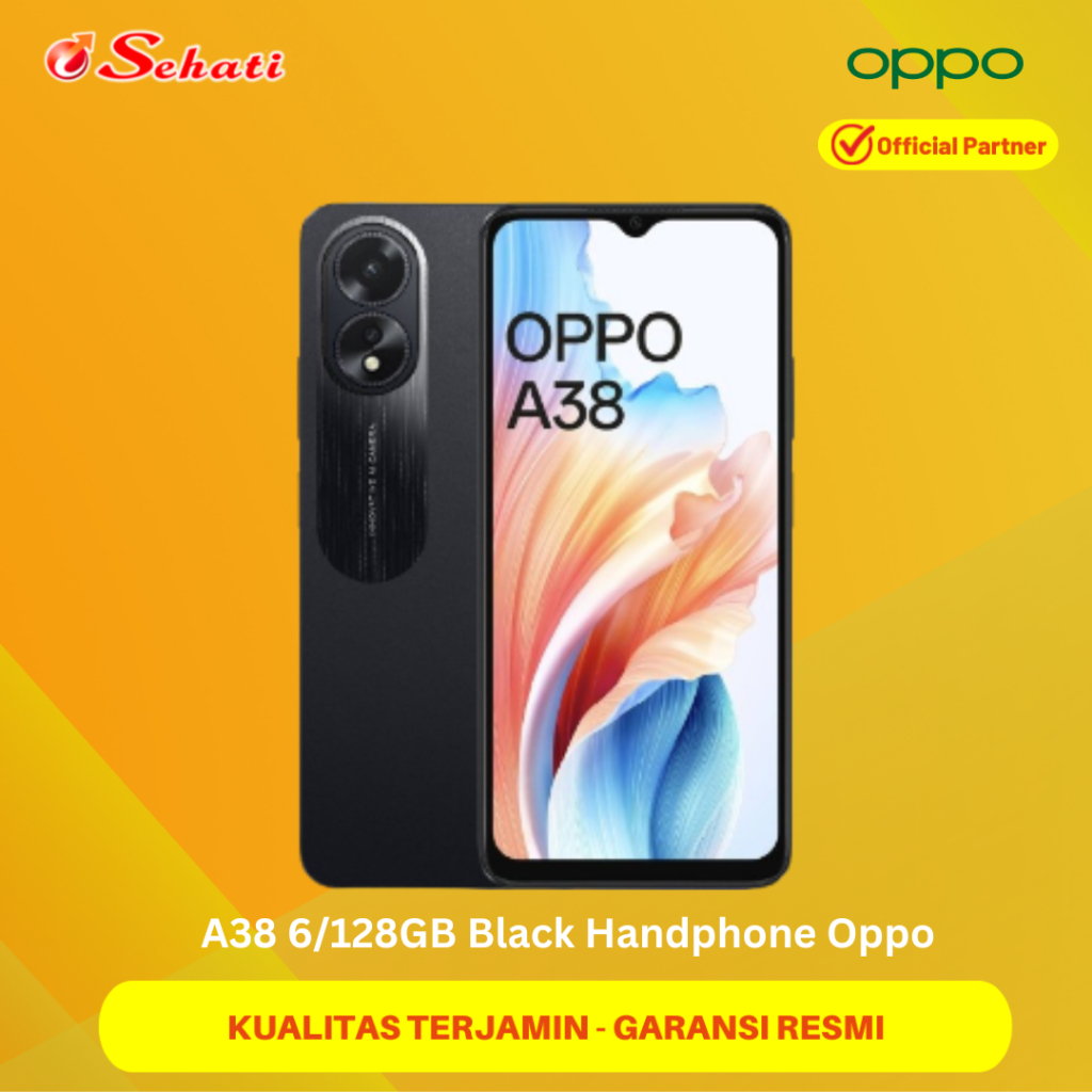 Jual OPPO A38 6/128GB Gold Handphone Oppo A38 Black (RAM 6GB, 128GB ) 6.56" 50MP-Camera Dual Sim ...