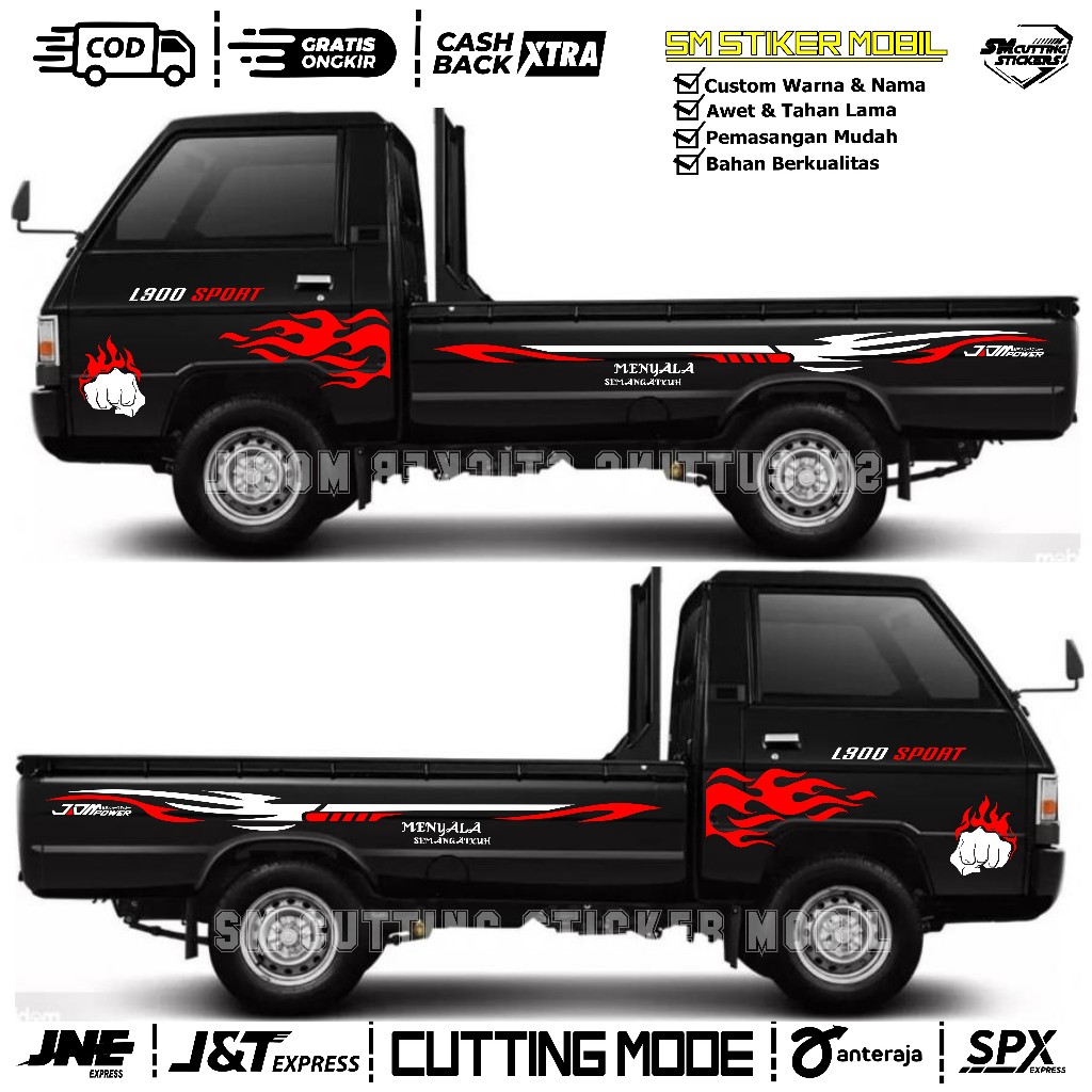Jual Stiker Cutting Mobil Pickup L300SPORT FIRE Stiker Cutting List ...