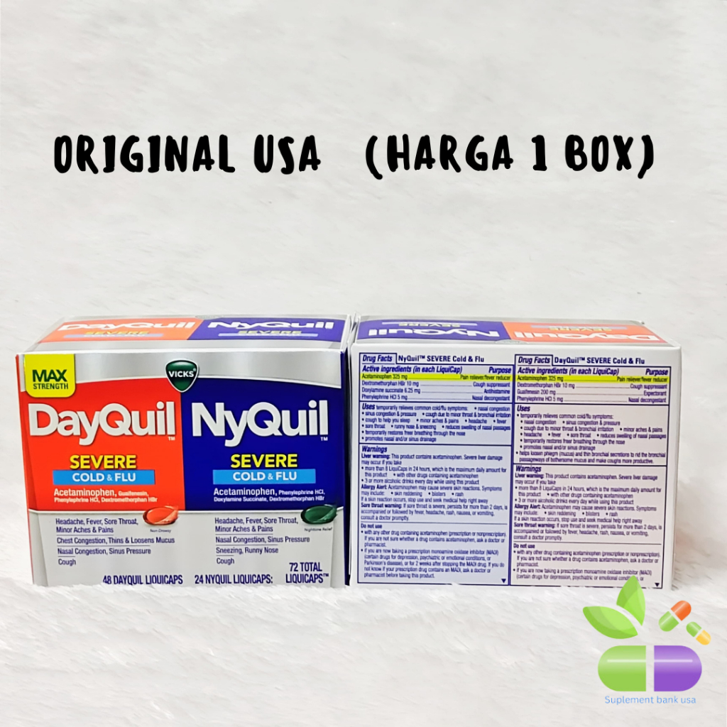 Jual Vicks DayQuil NyQuil Severe Cold & Flu 72 Liquidcaps ORIGINAL USA ...
