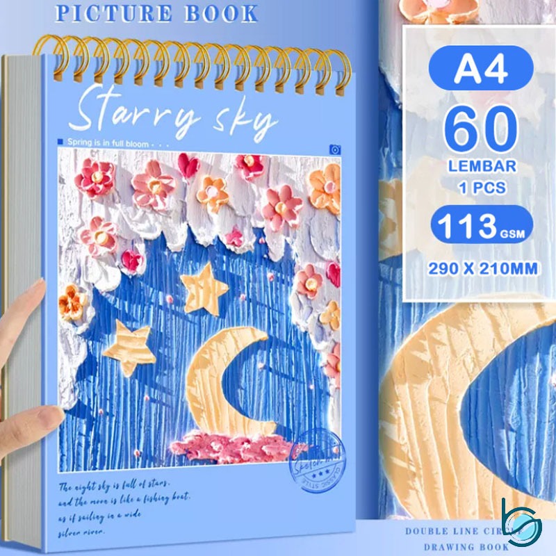 Jual Buku Sketsa A4 Motif Bunga/Sketchbook A4 Aesthetic Buku Gambar ...