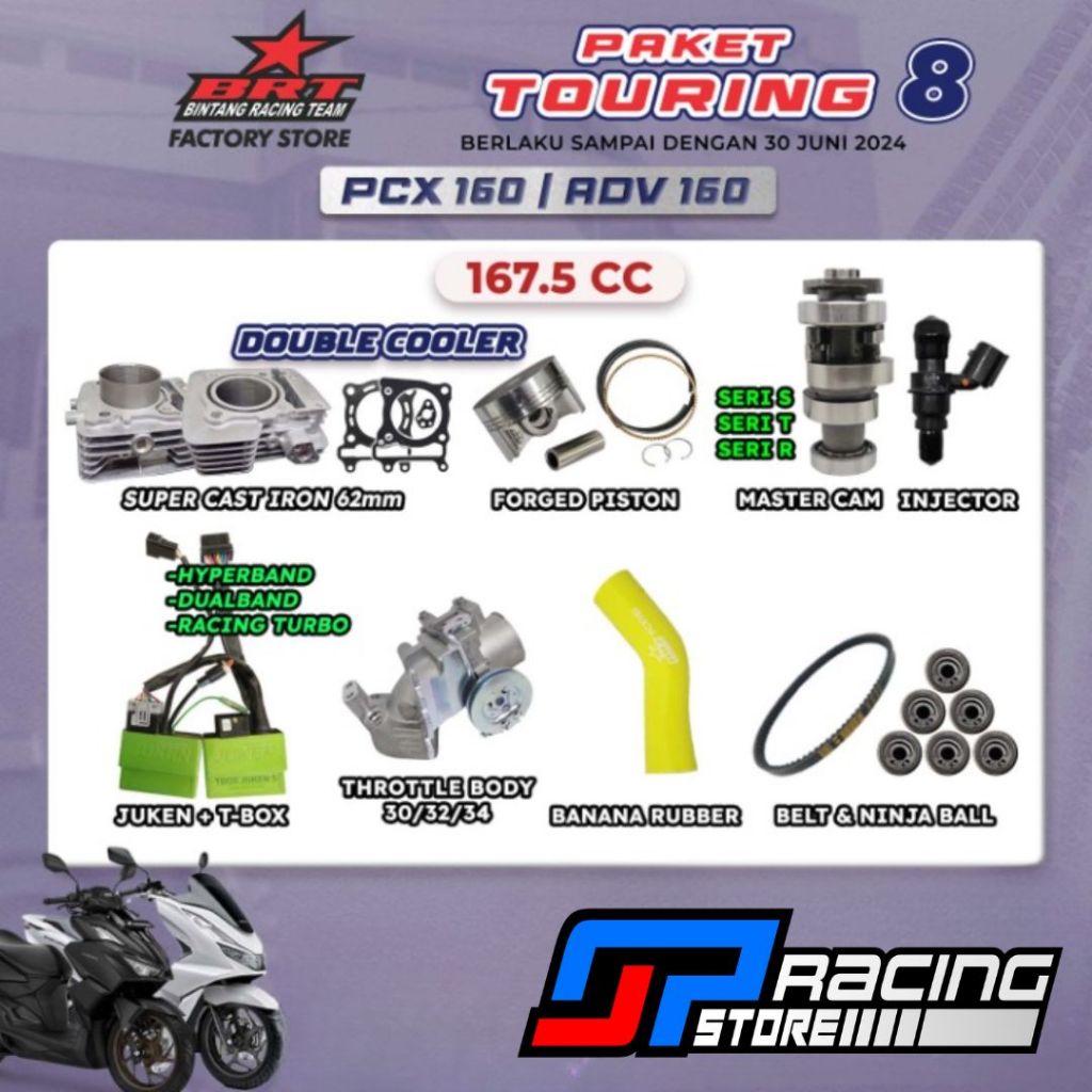Jual Paket Bore UP Vario 160/PCX 160/ADV 160 Blok Cast Iron-Piston 62 ...
