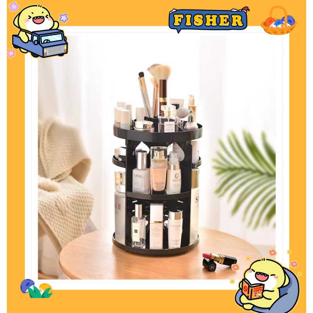 Jual [FISHER] 360° rotary makeup storage rak putar make up dandan ...