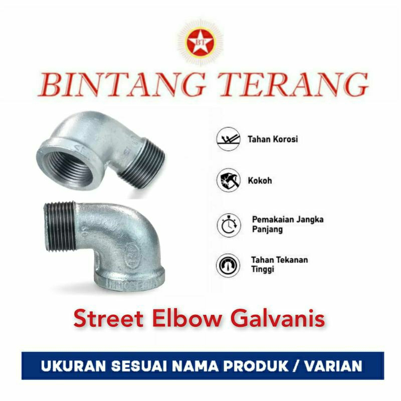 Jual Street Elbow Galvanis 1/2" / Knee Drat Luar Dalam Besi / Keni Panjang | Shopee Indonesia