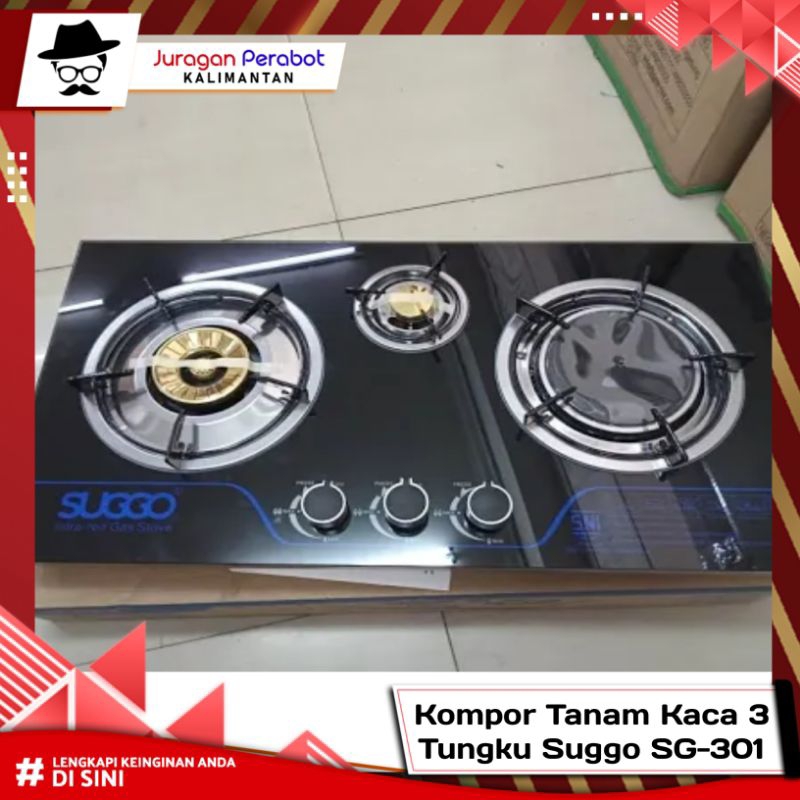 Jual Kompor Tanam Kaca 3 Tungku Suggo SG-301 / Kompor Gas Kaca / Kompor ...