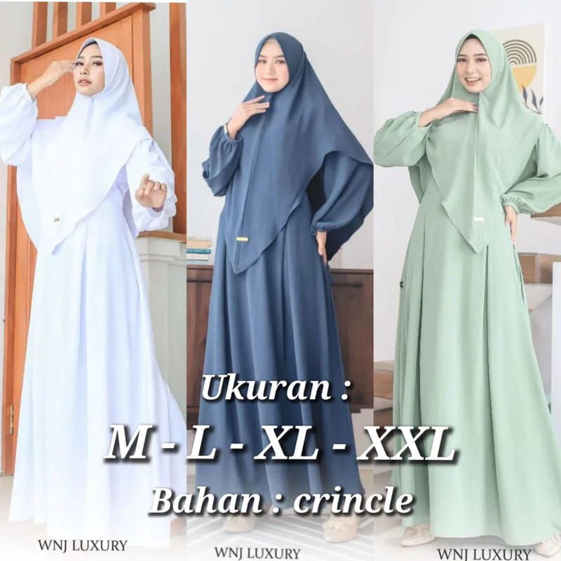 Jual GAMIS SYARI PLUS JILBAB 2 LAYER UKURAN M L XL XXL XXXL 4XL GAMIS SET MURAH BUSUI POLOS MAXI ...
