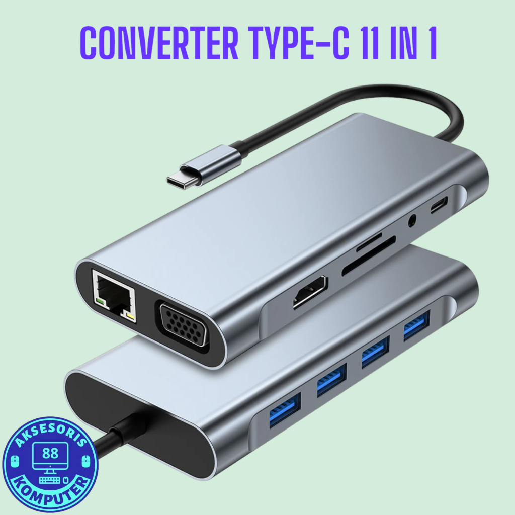 Jual TYPE C 11 IN 1 | CONVERTER TYPE C HUB 11 IN 1 USB TF SD TV HD PD ...