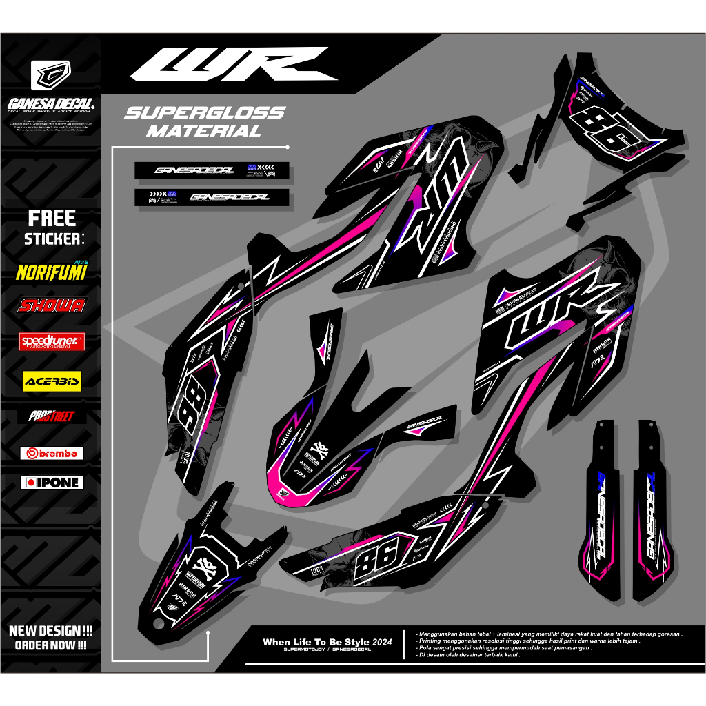 Jual Decal WR 155 Full body Supermoto Bebas Custom - Dekal Sticker ...