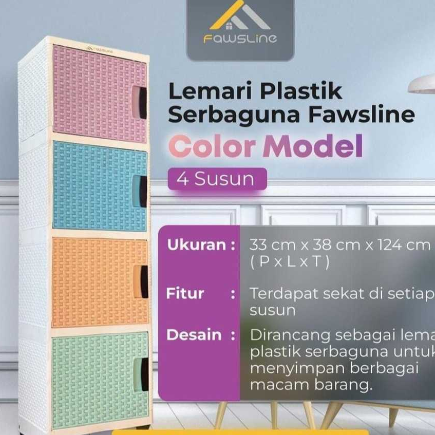 Jual Fawsline Lemari Plastik Rotan 3 & 4 Susun Warna - Rak Susun ...