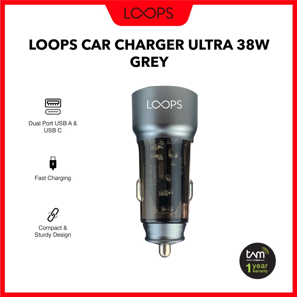Jual LOOPS Car Charger Ultra 38W - Grey | Shopee Indonesia