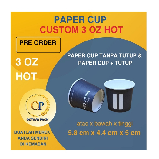 Jual Paper Cup 3 Oz Hot Custom Printing / Paper Cup 3 Oz Hot Custom ...