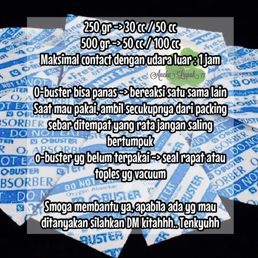 Jual Oxygen Absorber Obuster 30cc 250 pcs Pengawet Makanan Penyerap ...